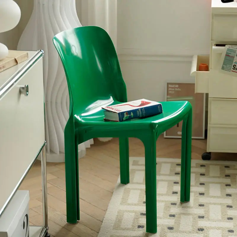 Modern Green Plastic Dining Chair, Stackable Design on Luulla
