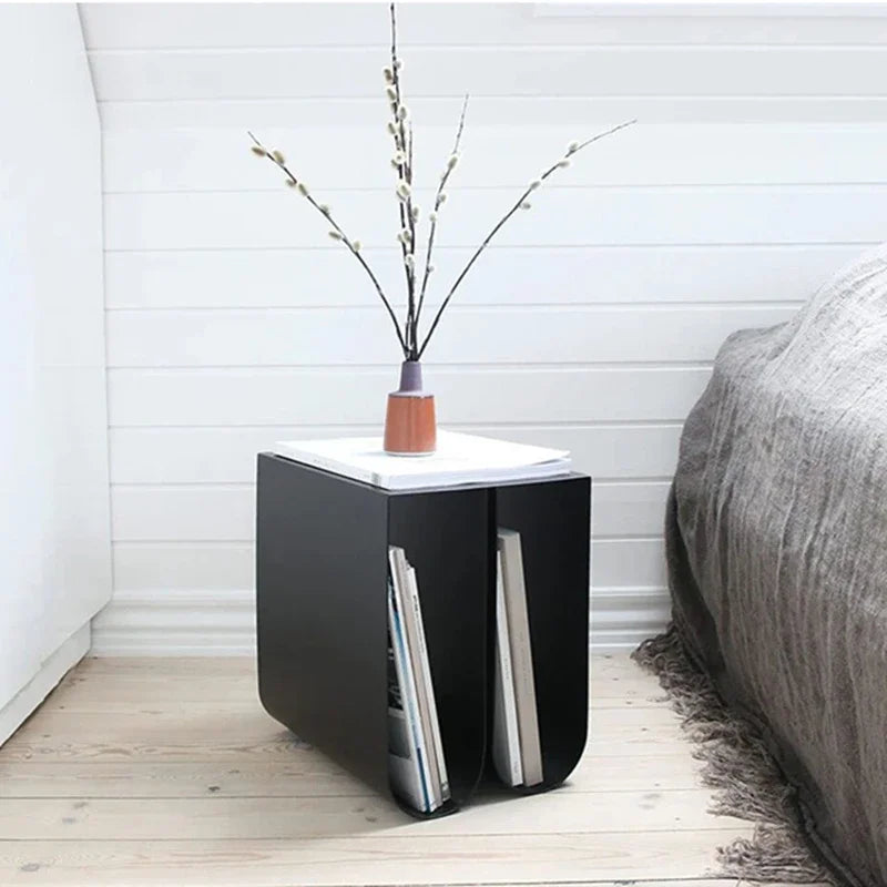 Modern Minimalist Side Table With Magazine Storage on Luulla