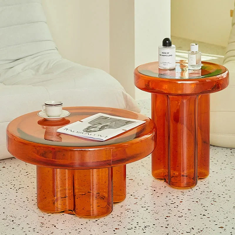 Modern Orange Acrylic Coffee And Side Tables on Luulla
