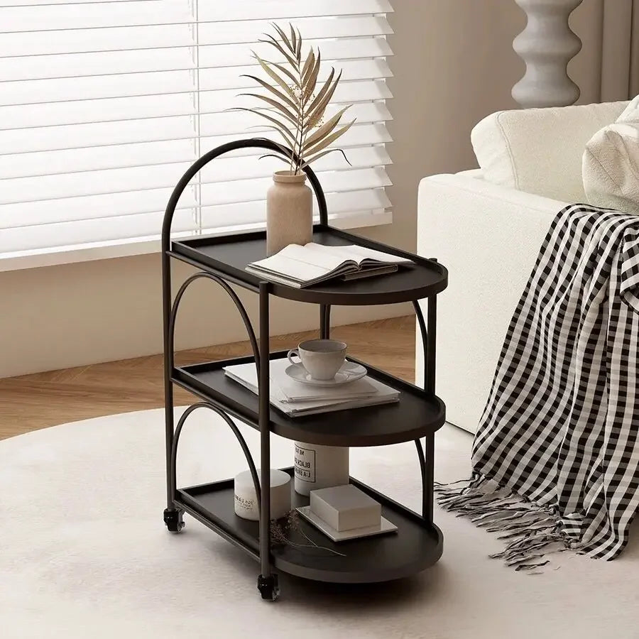 Rolling Black Three-tier Metal Storage Cart on Luulla
