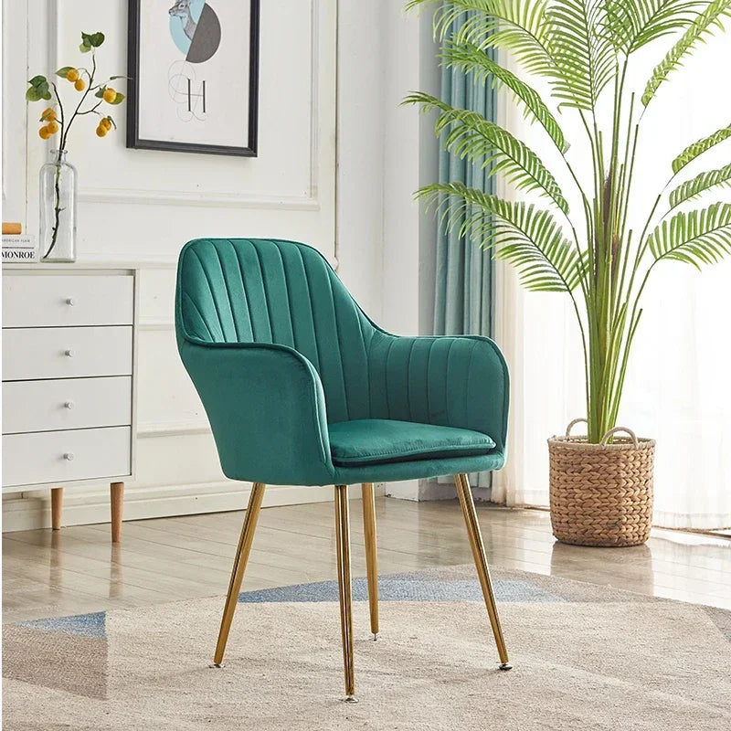Modern Teal Velvet Accent Chair With Gold Legs on Luulla