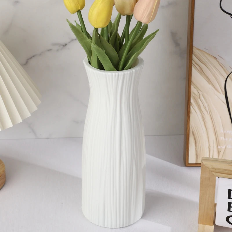 Ceramic Tall Vases With Ribbed Textured Design on Luulla