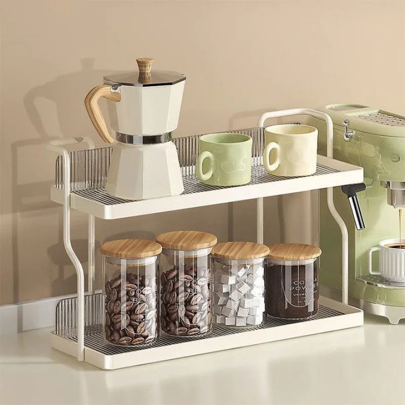 Two-tier Metal Kitchen Organizer With Bamboo Lids on Luulla