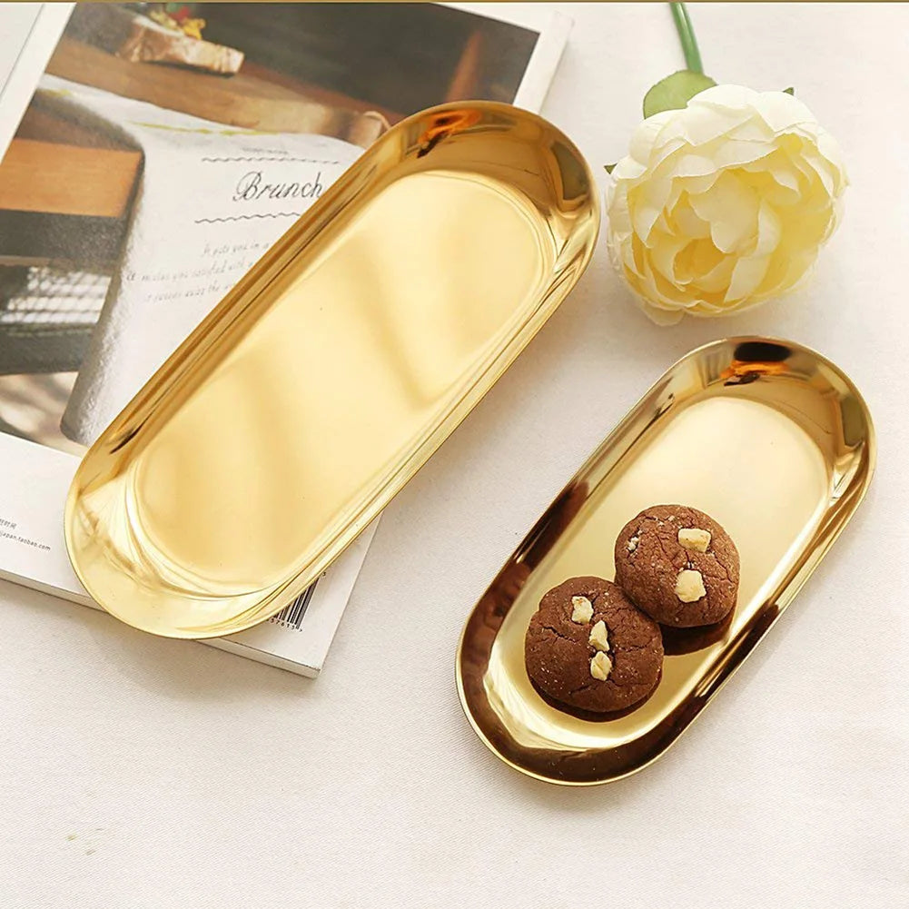 Sleek Gold Stainless Steel Oval Serving Trays on Luulla