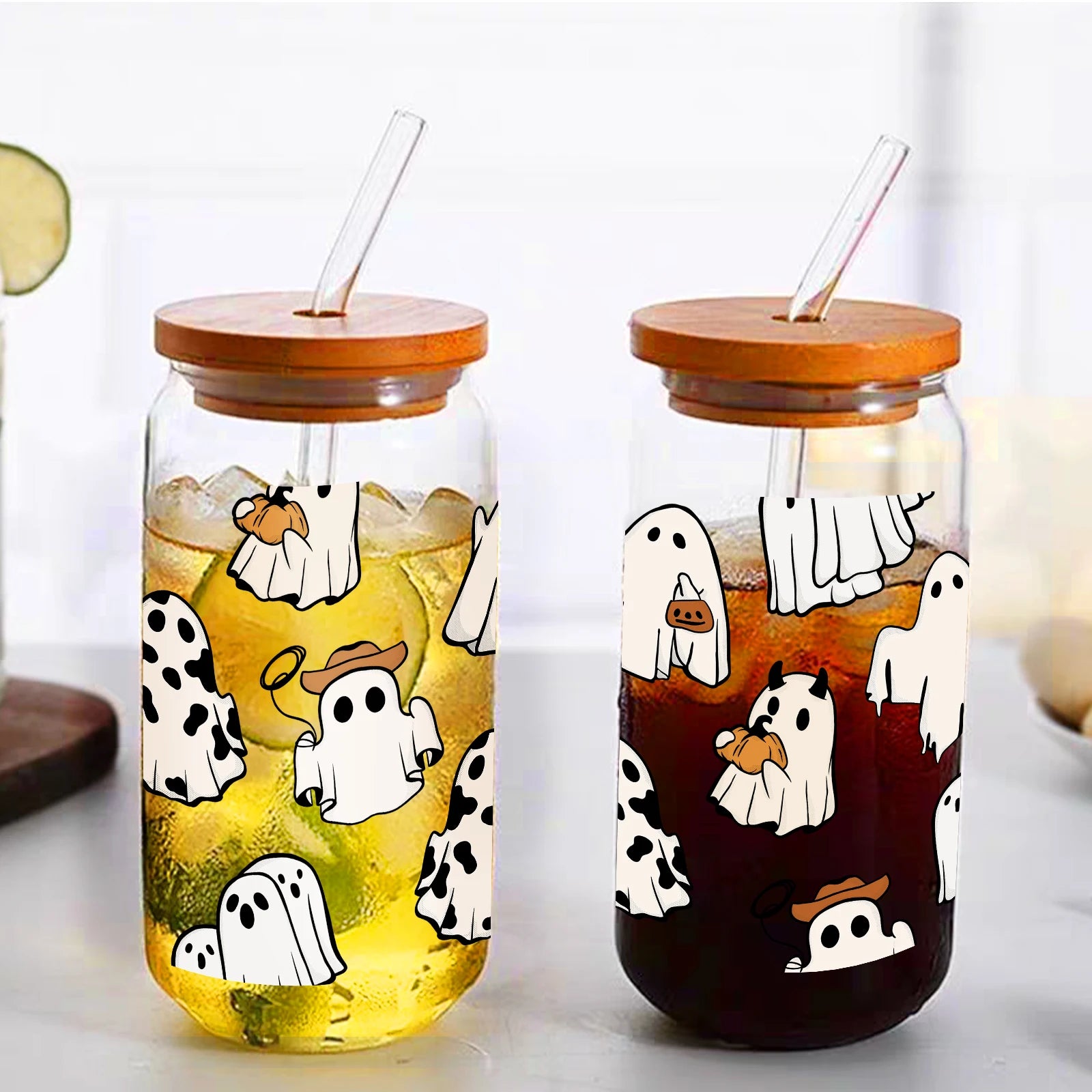 Ghost-themed Double-layer Glass Jars With Lids on Luulla