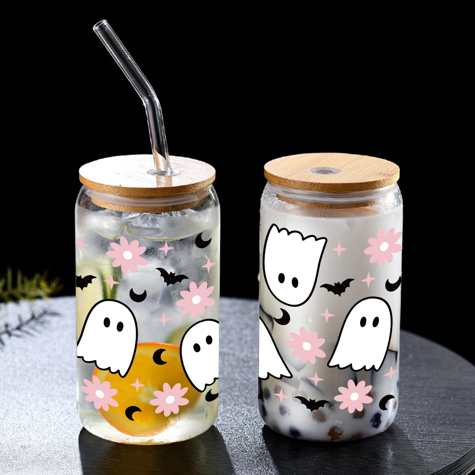 Cute Ghost-themed Glass Jars With Lids on Luulla