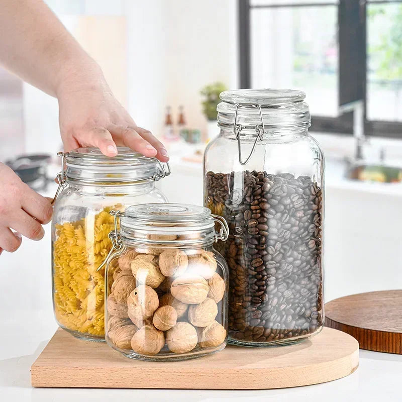 Airtight Glass Storage Jars With Locking Lids on Luulla
