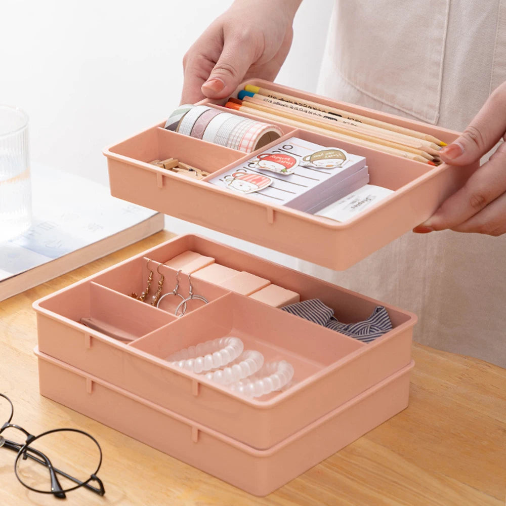 Stackable Multi-compartment Desk Organizer Storage Bins on Luulla