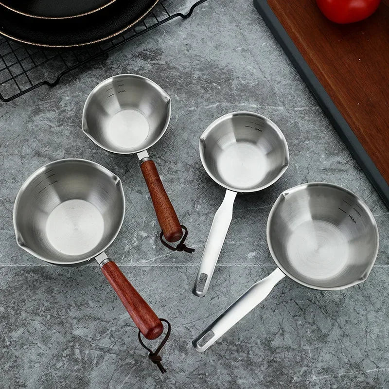 Stainless Steel Saucepan Set With Wooden Handles on Luulla