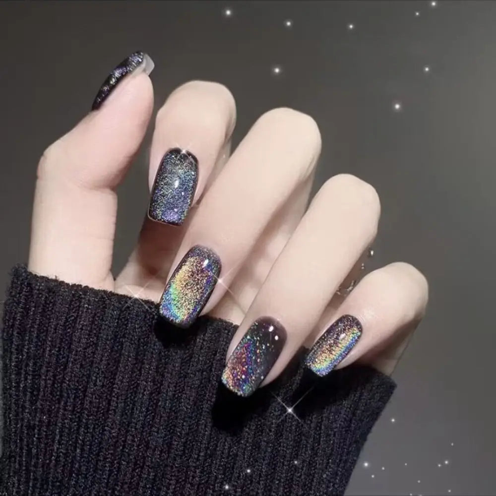 Holographic Glitter Shine Rainbow Press-on Nails on Luulla