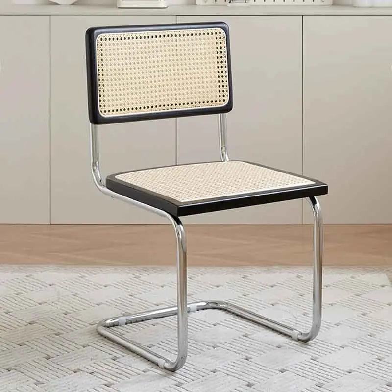 Modern Chrome Frame Chair With Woven Seat on Luulla
