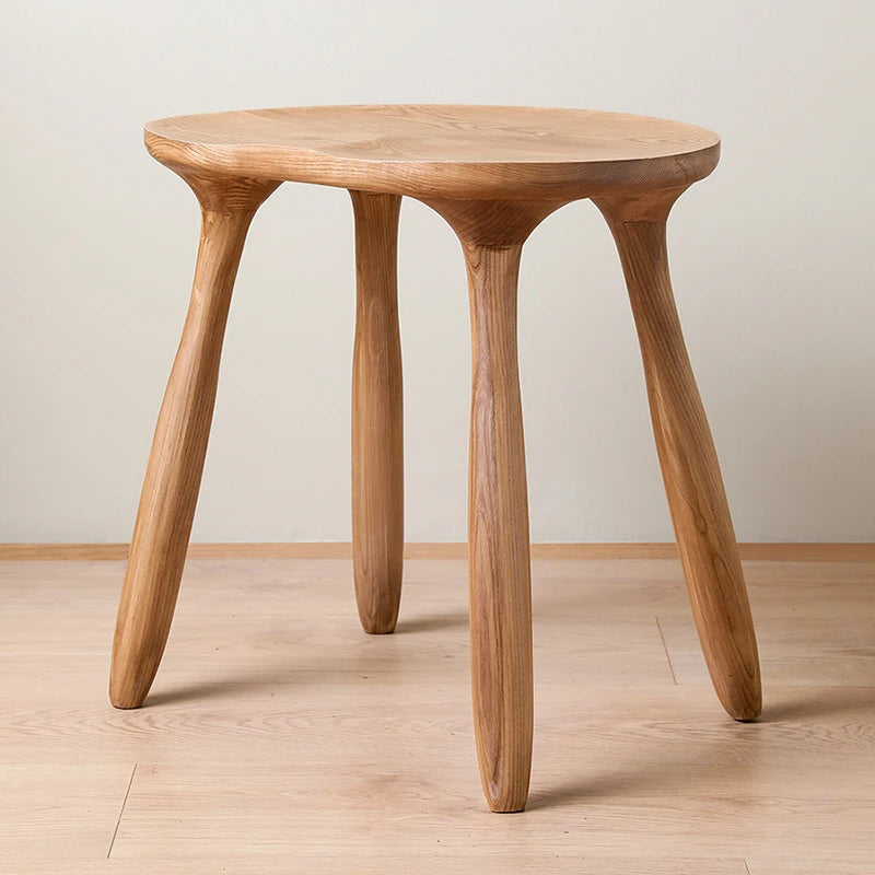 Solid Wood Natural Finish Four-legged Stool on Luulla