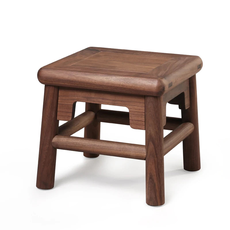 Solid Wood Rustic Square Stool, Rich Finish on Luulla