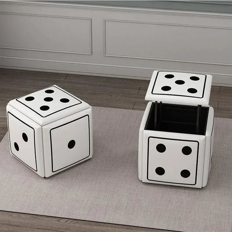 Dice-themed Cube Ottoman With Hidden Storage Compartment on Luulla