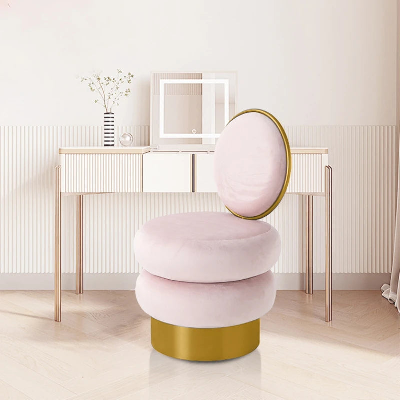 Plush Velvet Gold Base Vanity Chair Stool on Luulla