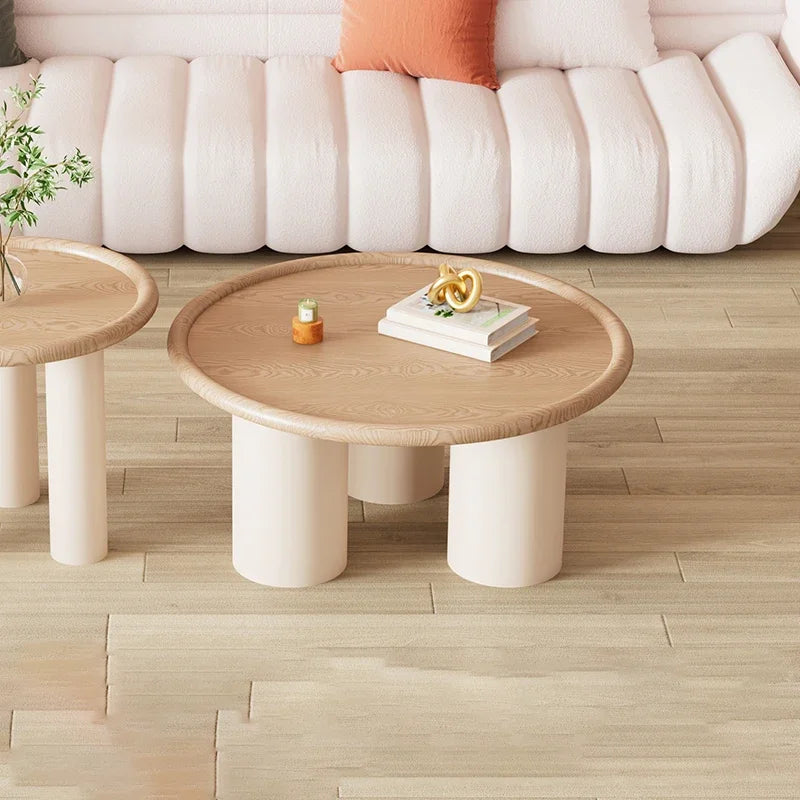 Modern Round Wooden Coffee Table With Sturdy Legs on Luulla