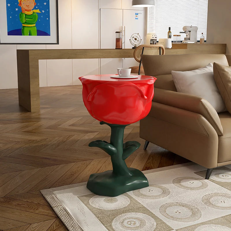Rose-shaped Red Accent Table With Sturdy on Luulla