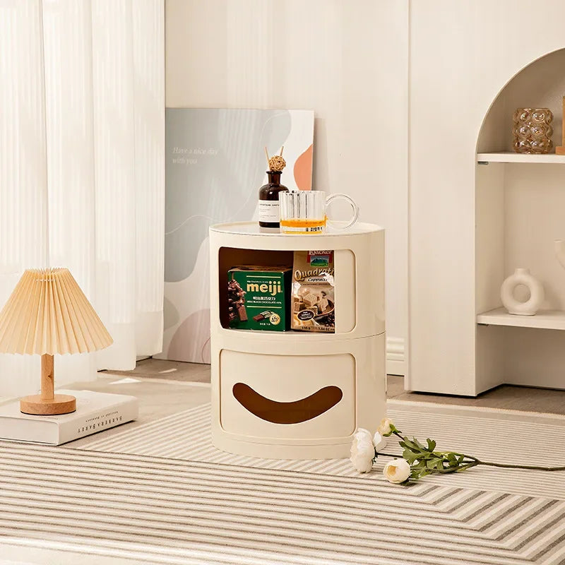 Compact Round Storage Unit With Sliding Doors on Luulla
