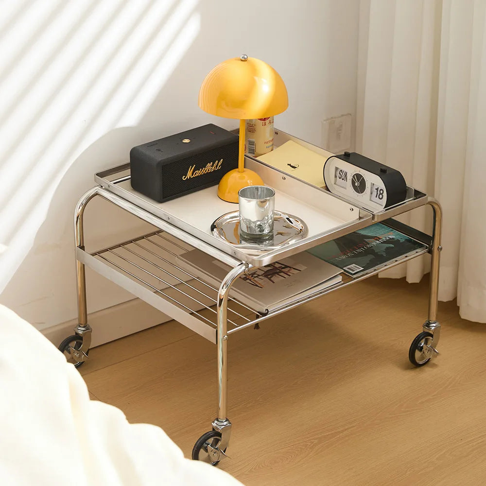 Modern Rolling Metal Rack Cart With Wheels on Luulla