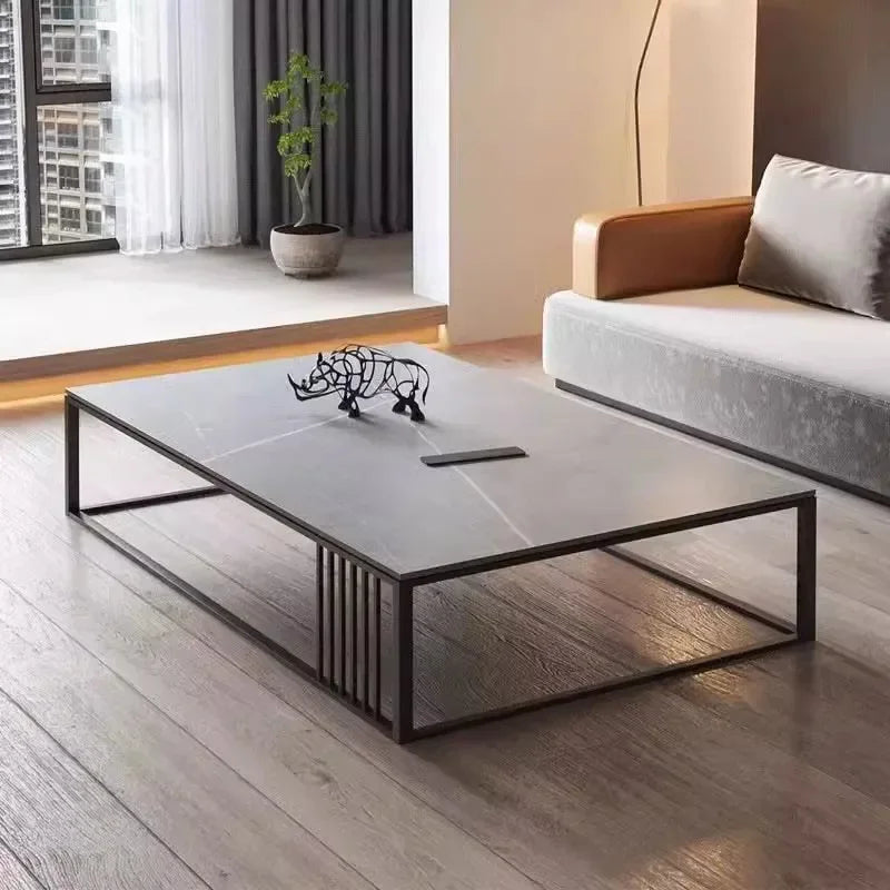 Modern Minimalist Rectangular Coffee Table With Metal Frame on Luulla