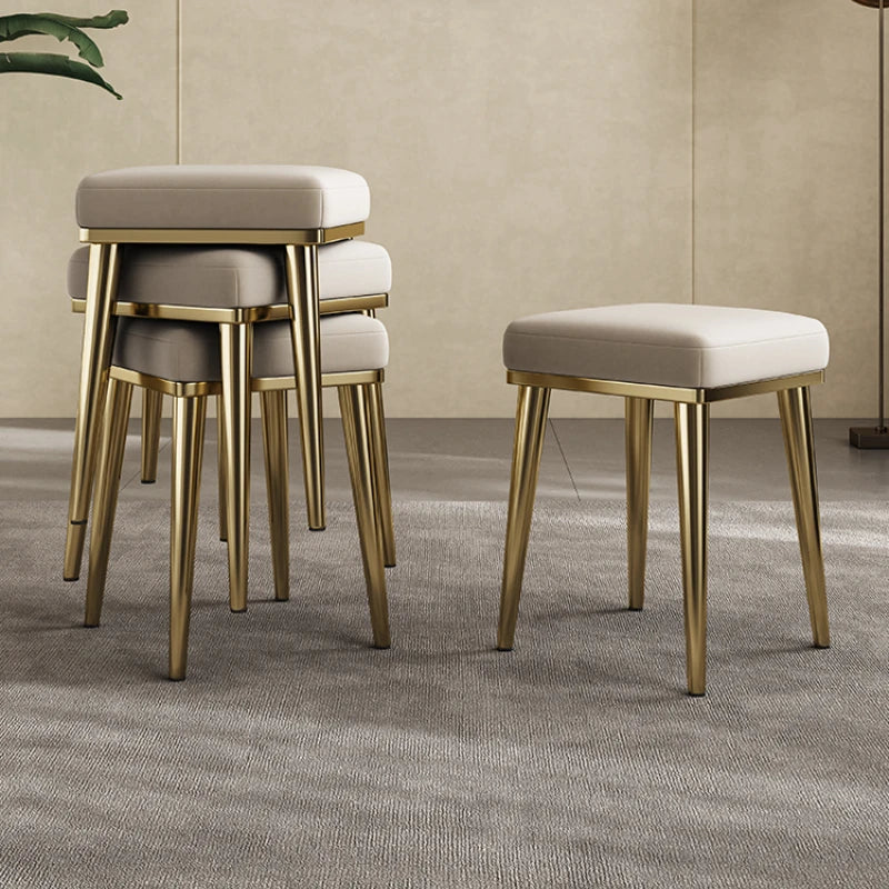 Modern Gold Metal Frame Stools With Cushioned Seats on Luulla