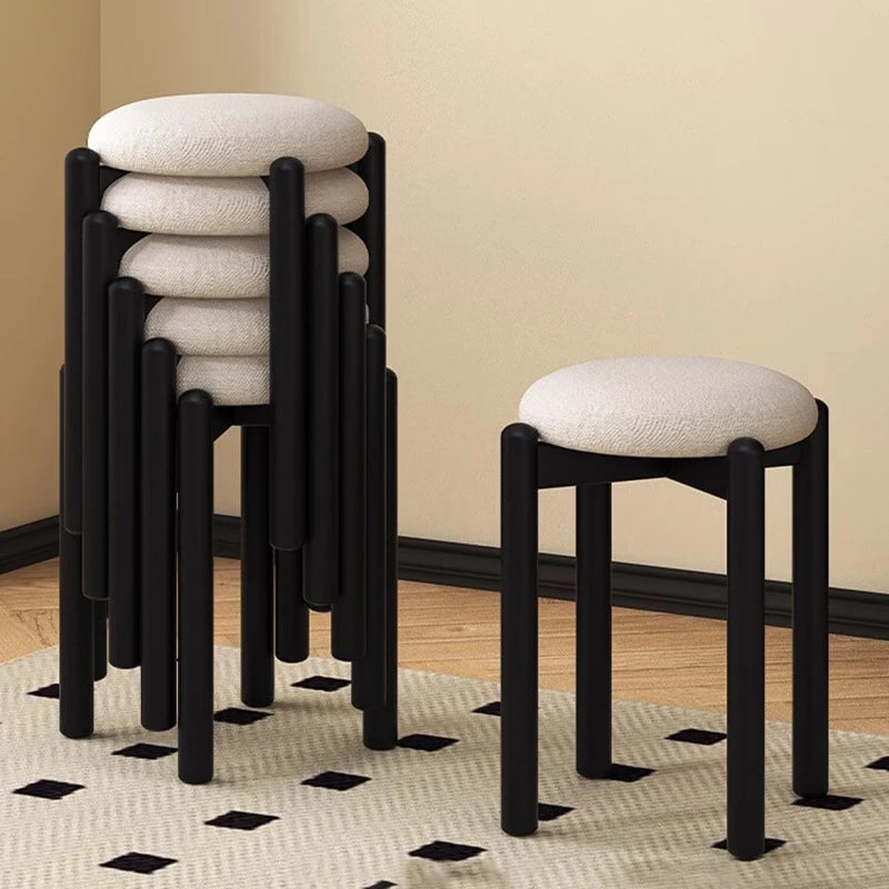 Stackable Minimalist Black Frame Round Stools on Luulla