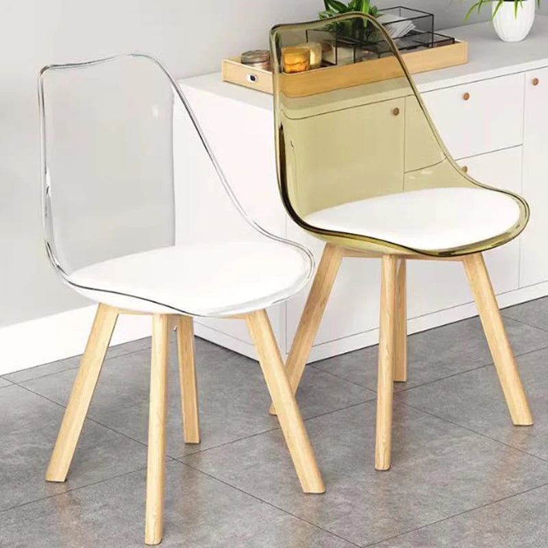 Transparent Acrylic Chairs With Wooden Legs Pair on Luulla