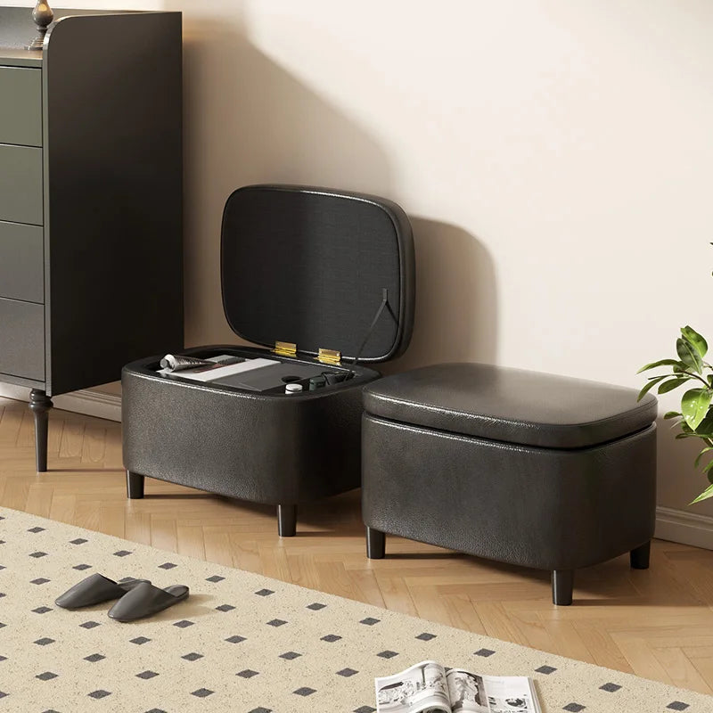 Leather Ottoman With Hidden Storage And Lid on Luulla