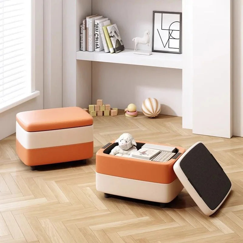 Versatile Orange Storage Ottoman With Removable Lid on Luulla