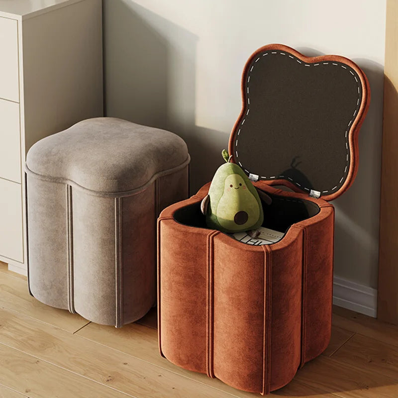 Plush Ottoman Storage Stool With Soft Upholstery on Luulla