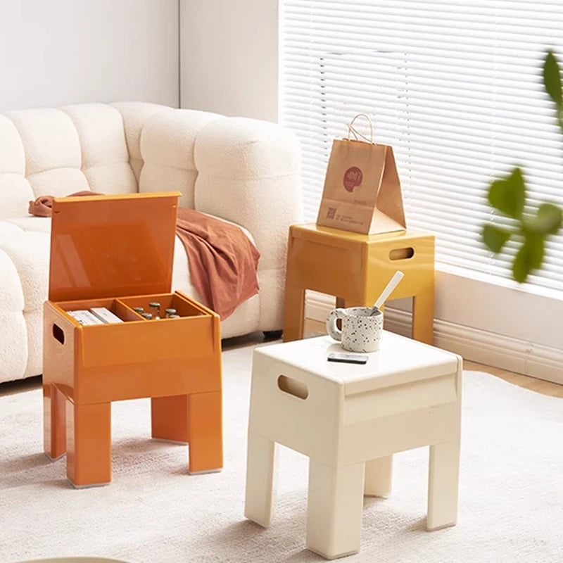 Stackable Storage Ottoman With Hidden Compartment Lid on Luulla