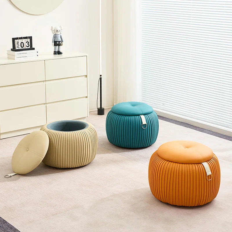 Colorful Round Storage Ottoman With Removable Lid on Luulla