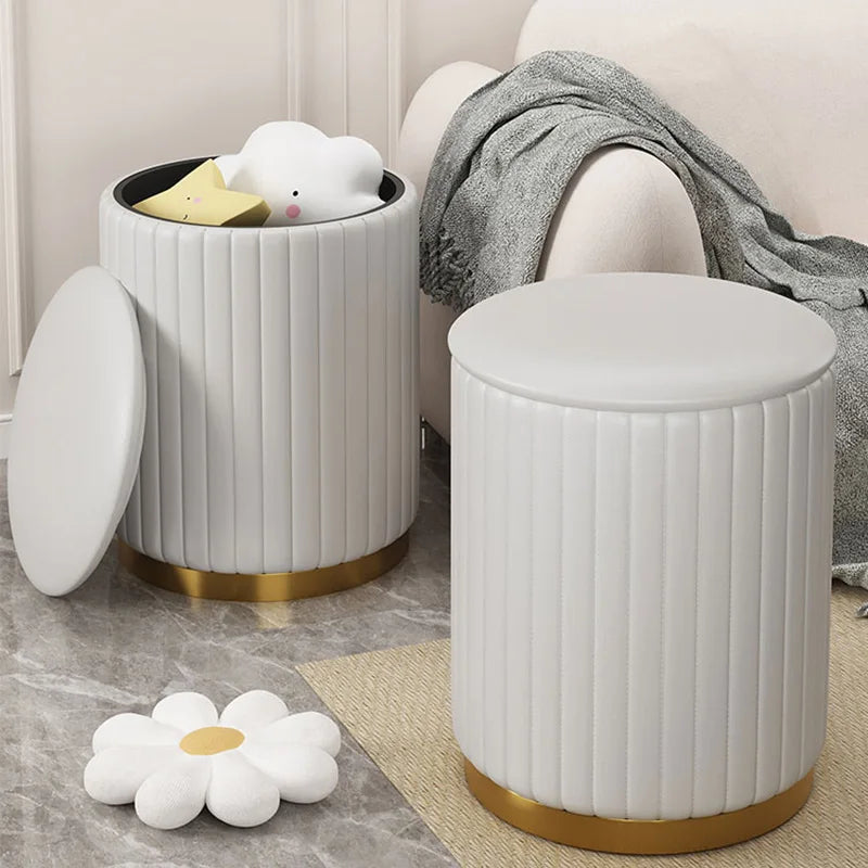 Modern White Storage Ottoman With Gold on Luulla