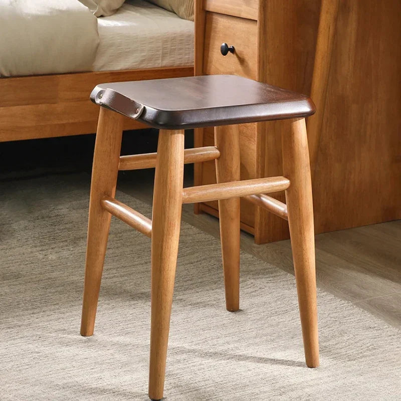Solid Wood Square Stool With Sturdy Legs on Luulla