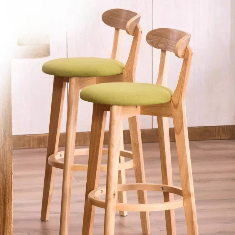 Modern Wooden Bar Stools With Green Cushions on Luulla