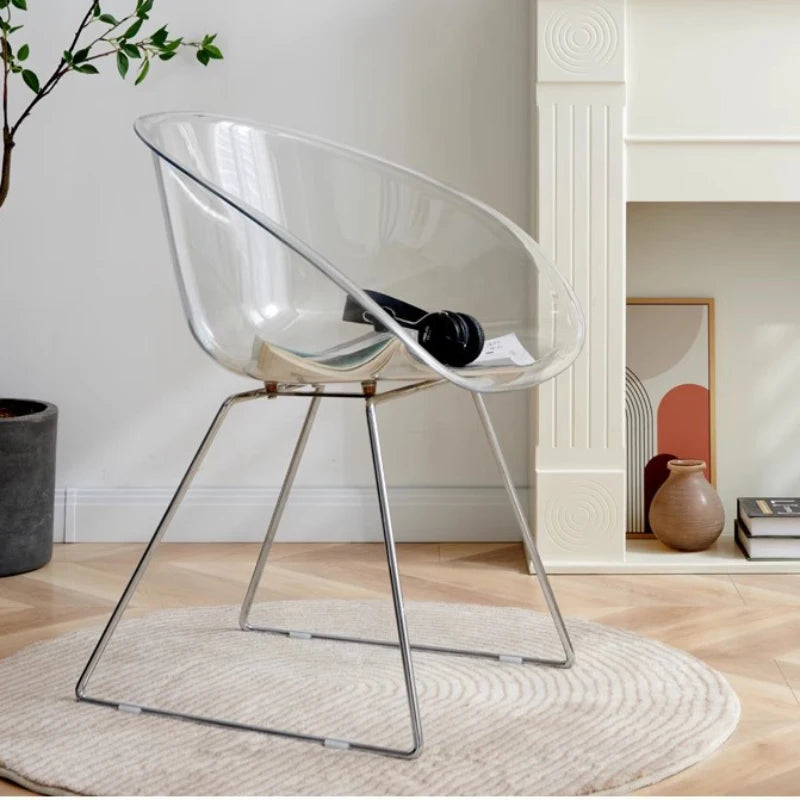 Transparent Acrylic Chair With Modern Metal Base on Luulla