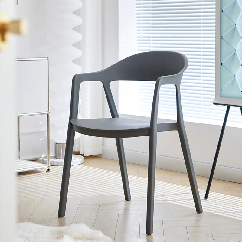Modern Gray Plastic Indoor Stackable Dining Chair on Luulla