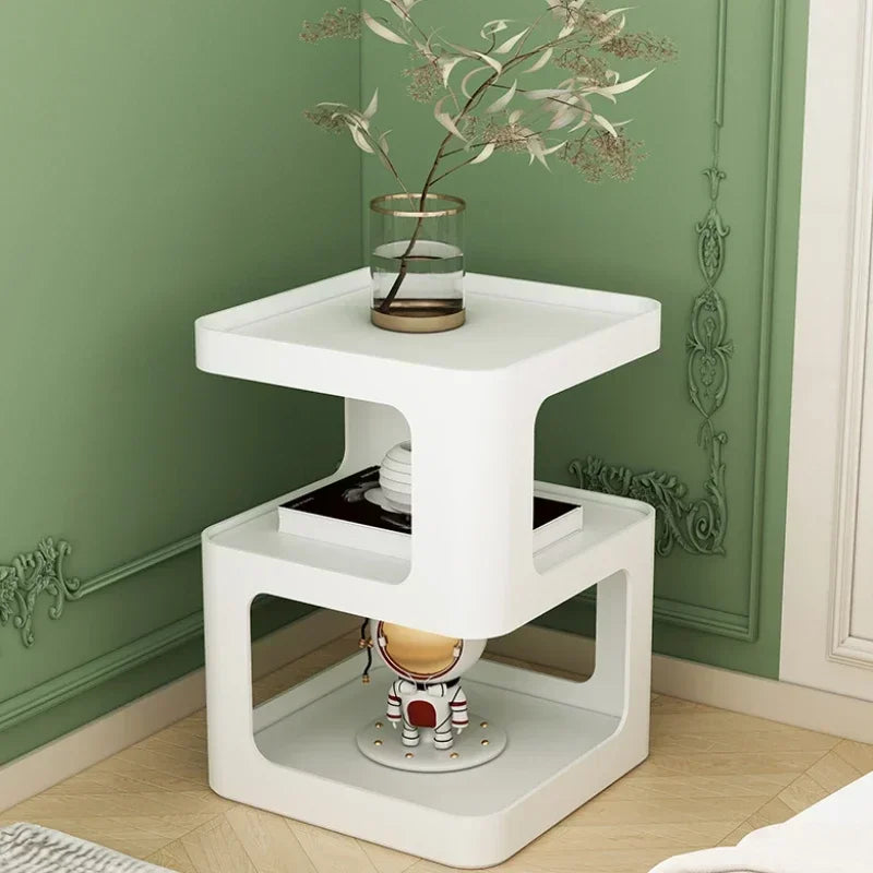 Modern Two-tier White Corner Display Shelf on Luulla