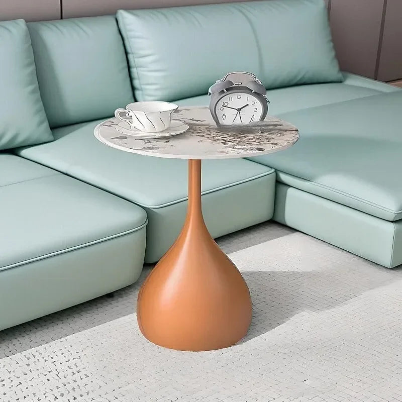 Modern Marble-top Pedestal Side Table With Clock on Luulla