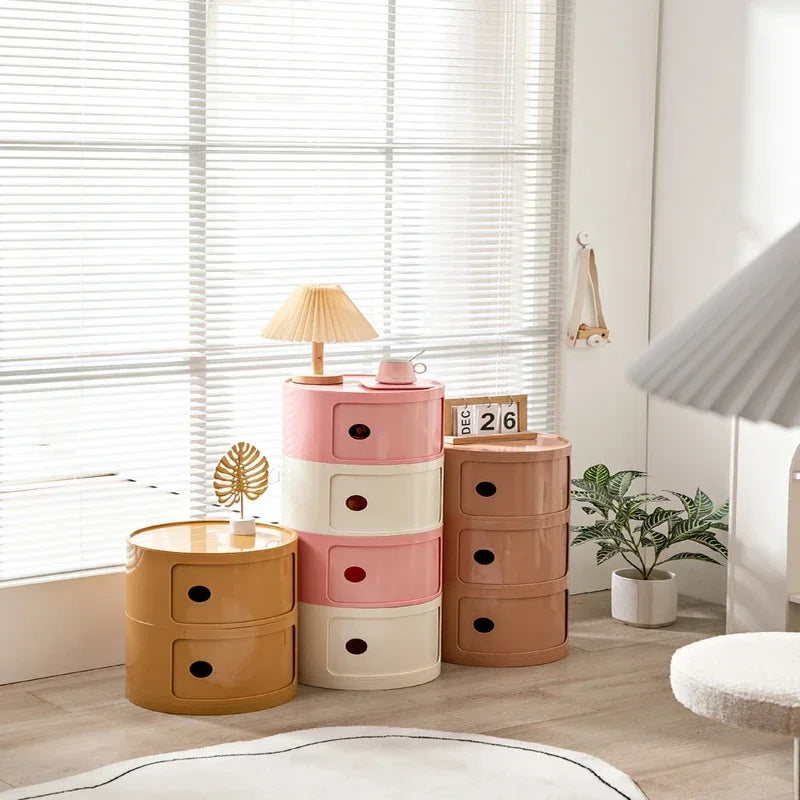 Stackable Round Storage Cabinet With Sliding Drawers on Luulla