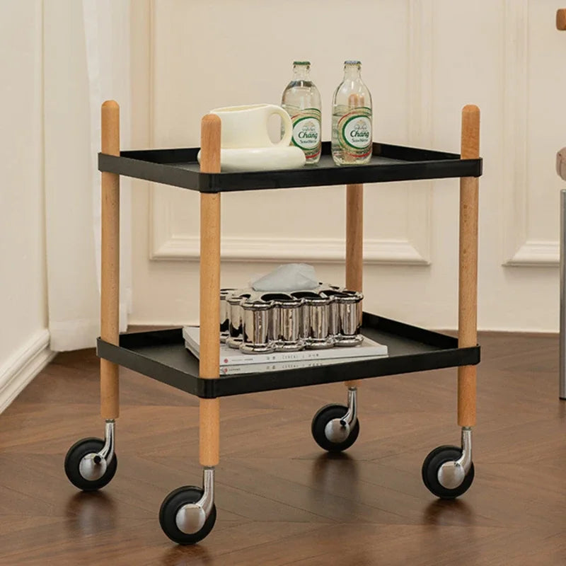 Modern Two-tier Wood Rolling Serving Cart on Luulla