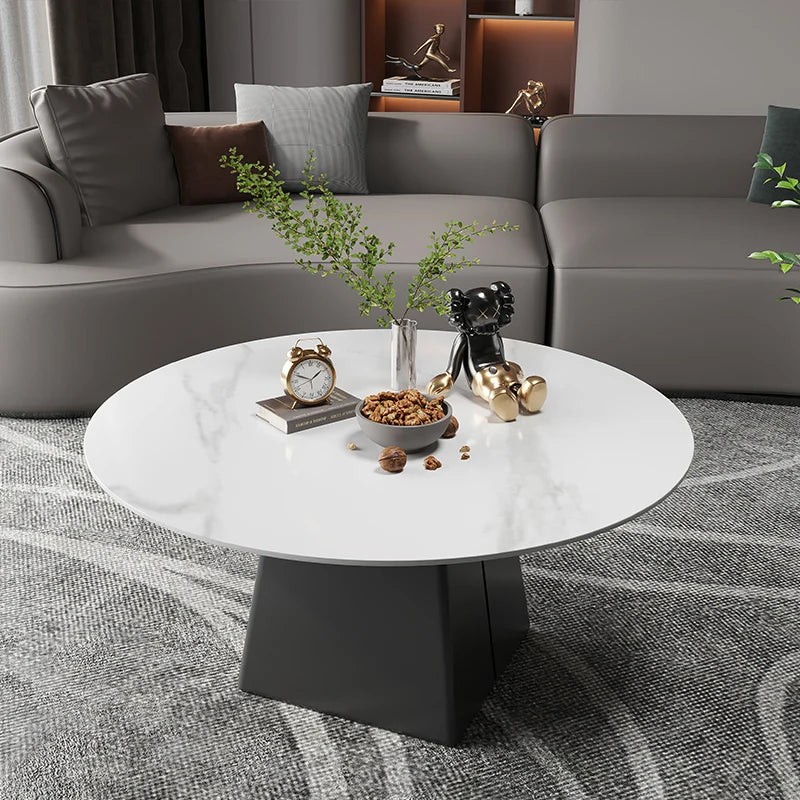Modern Round Marble Coffee Table With Decor on Luulla