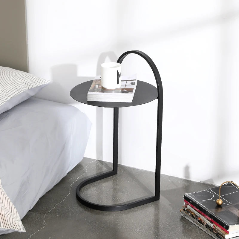 Modern Black Metal C-shaped Side Table Design on Luulla
