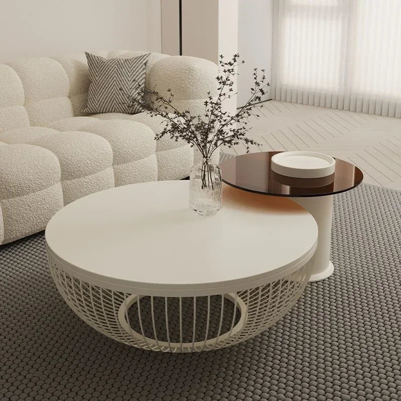 Modern White Metal Nesting Coffee Table Pair on Luulla