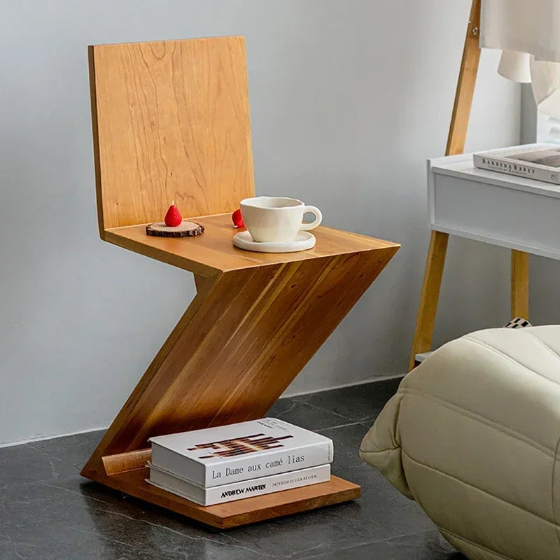 Modern Z-shape Wooden Chair With Storage on Luulla