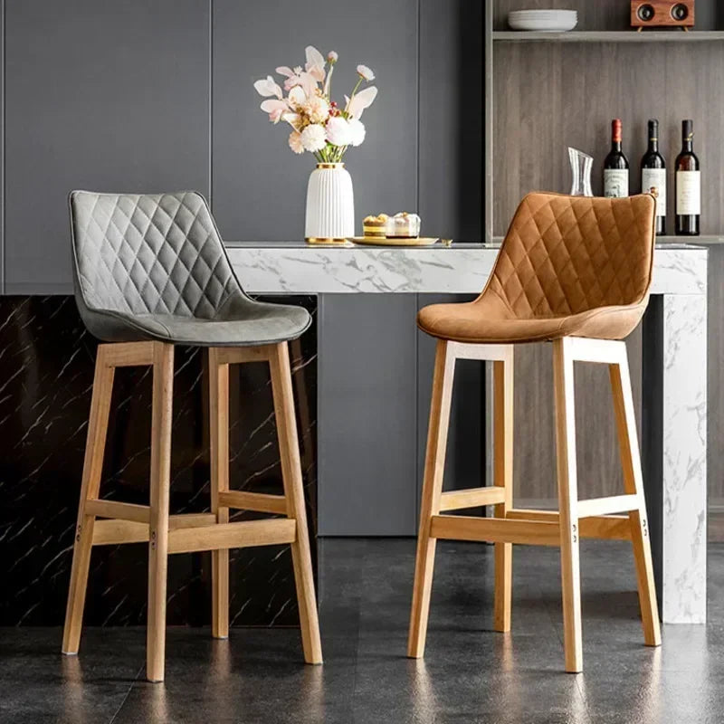 Modern Quilted Bar Stools With Wooden Legs on Luulla