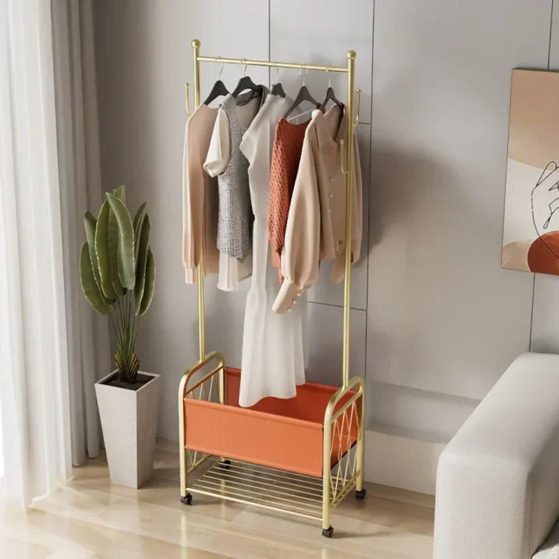 Golden Clothes Rack With Storage And Hooks on Luulla