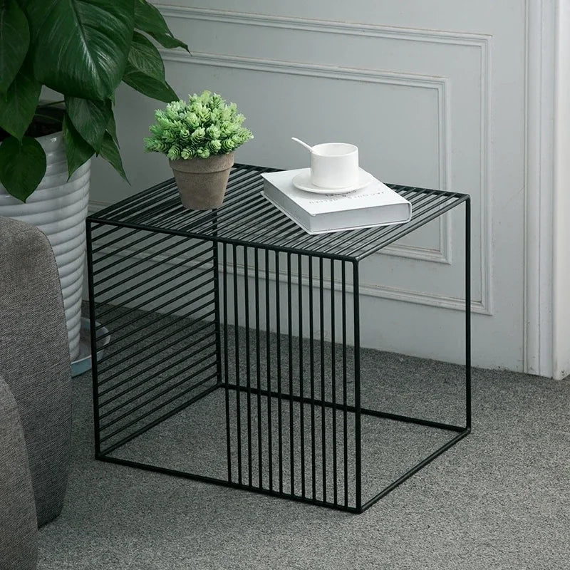 Modern Black Metal Cube Table For Living on Luulla