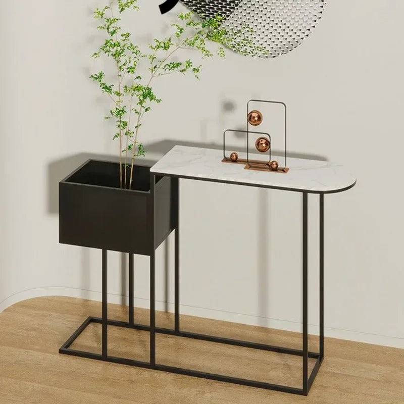 Modern Metal Table With Built-in Planter Stand on Luulla